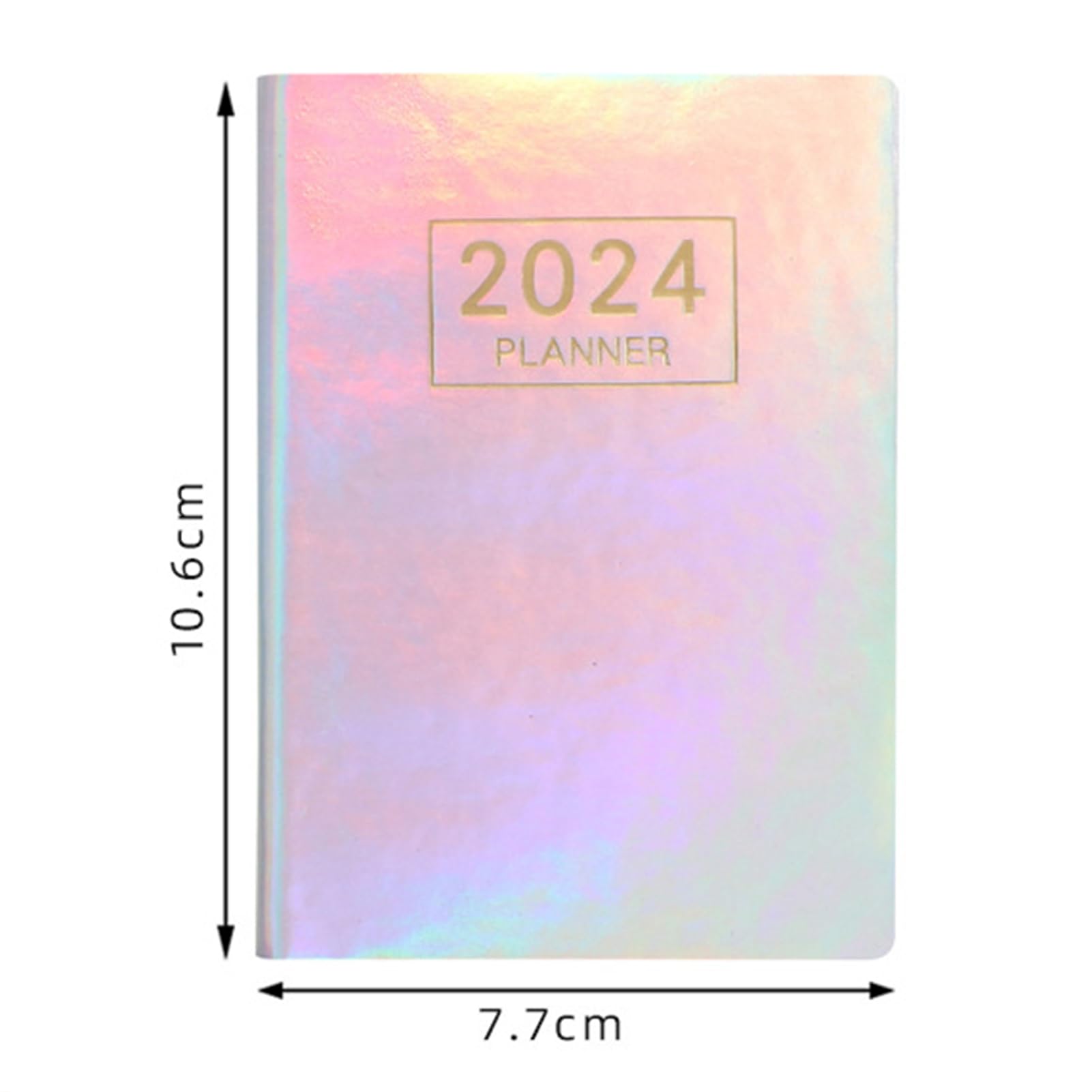 Tainrunse Faux Leather Notebooks A7 Notebook Planner 2024 English Planner 120 Pages Compact Size Notebook for Office School Silver