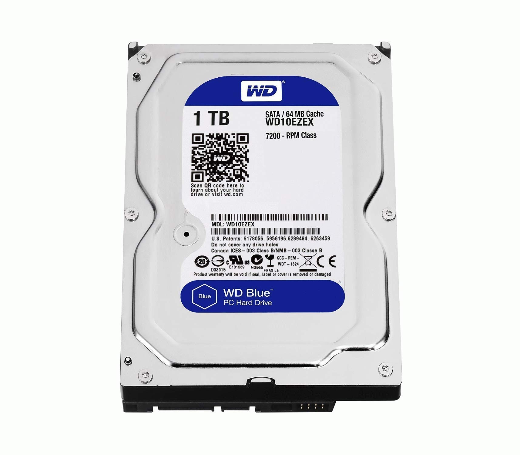 Western Digital Blue WD10EZEX 1TB 3.5 inches SATA 7200RPM 64MB Hard Drive Internal (Renewed)