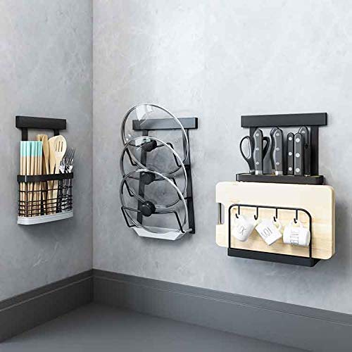 WUDILU Pot Lid Rack Wall-Mounted Pan Pot Cover Lid Rack Stand Stove Organizer Kitchen Storage Holder Rack Shelf Kitchen Accessory