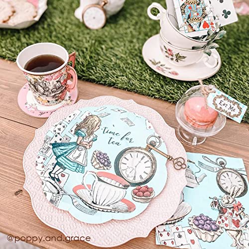 Talking Tables Truly Alice Alice in Wonderland Mad Hatter Party Cup Set with Handle and Saucers in 3 Designs for a Tea Party or Birthday