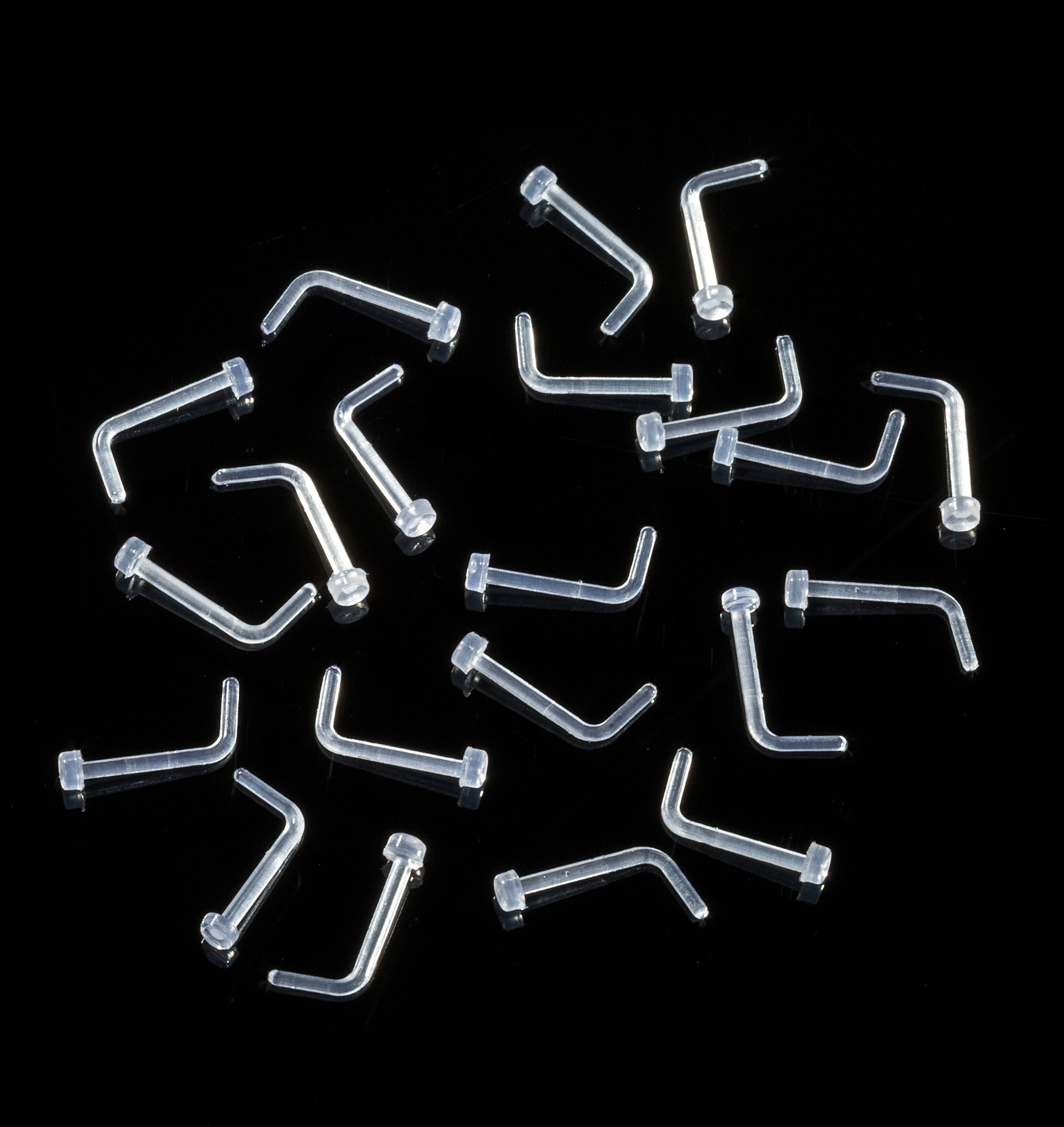 YOVORO 20PCS 20G Bioflex Clear Nose Rings Stud 2MM Nose Retainer Body Piercing Jewelry Q