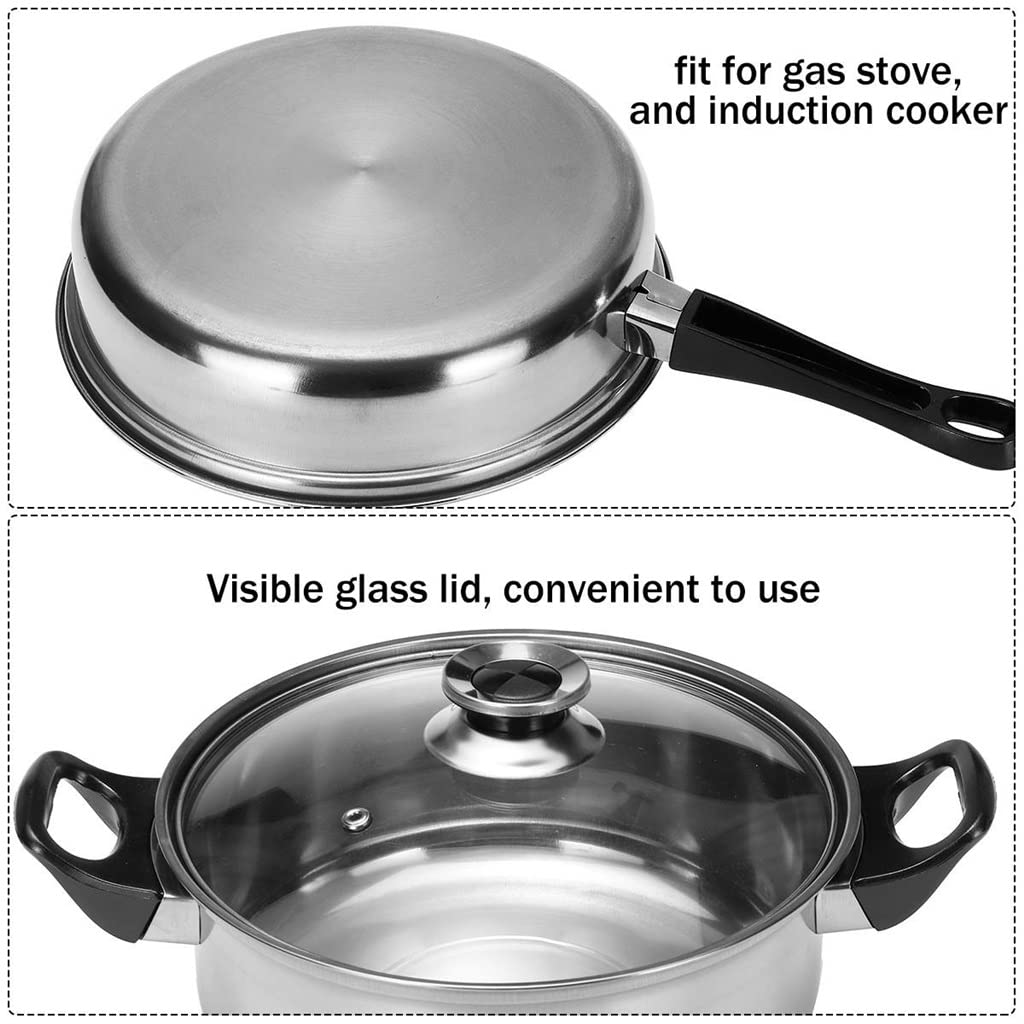 TAOBAO Stainless Steel Cookware Set Handle 12PCS/Set Dishwasher Safe Pots Non Stick Frying Pan Induction Cooker with Lids