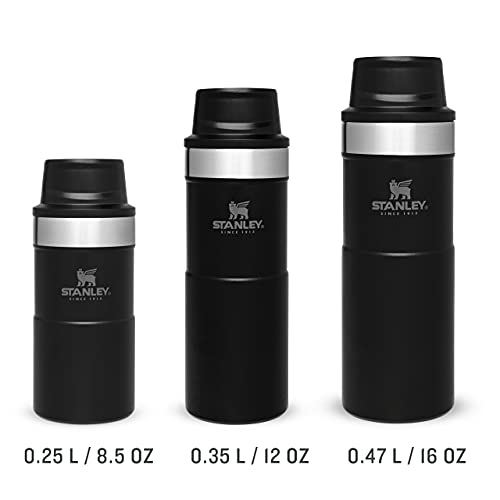 STANLEY Trigger Action Travel Mug 0.35L - Keeps Hot For 5 Hours - BPA-Free - Thermal Mug For Hot Drinks - Leakproof Reusable Coffee Cup - Dishwasher Safe - Matte Black