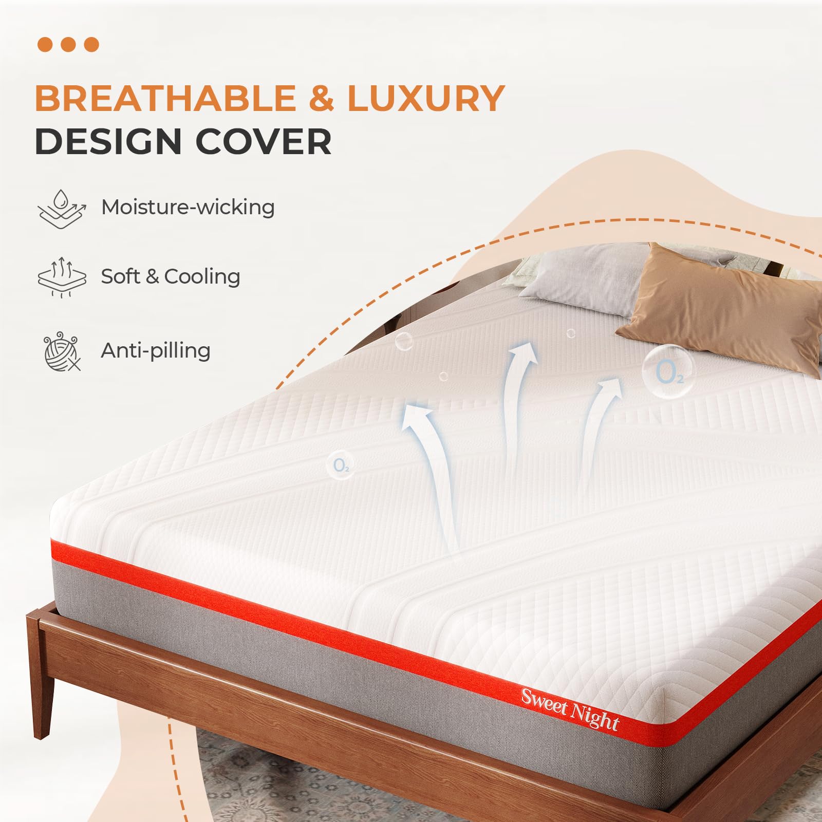 Sweetnight King Mattress, 12 Inch Gel Memory Foam Mattress in a Box, Plush Foam Mattress for Pressure Relief & Motion Isolation, Clarity