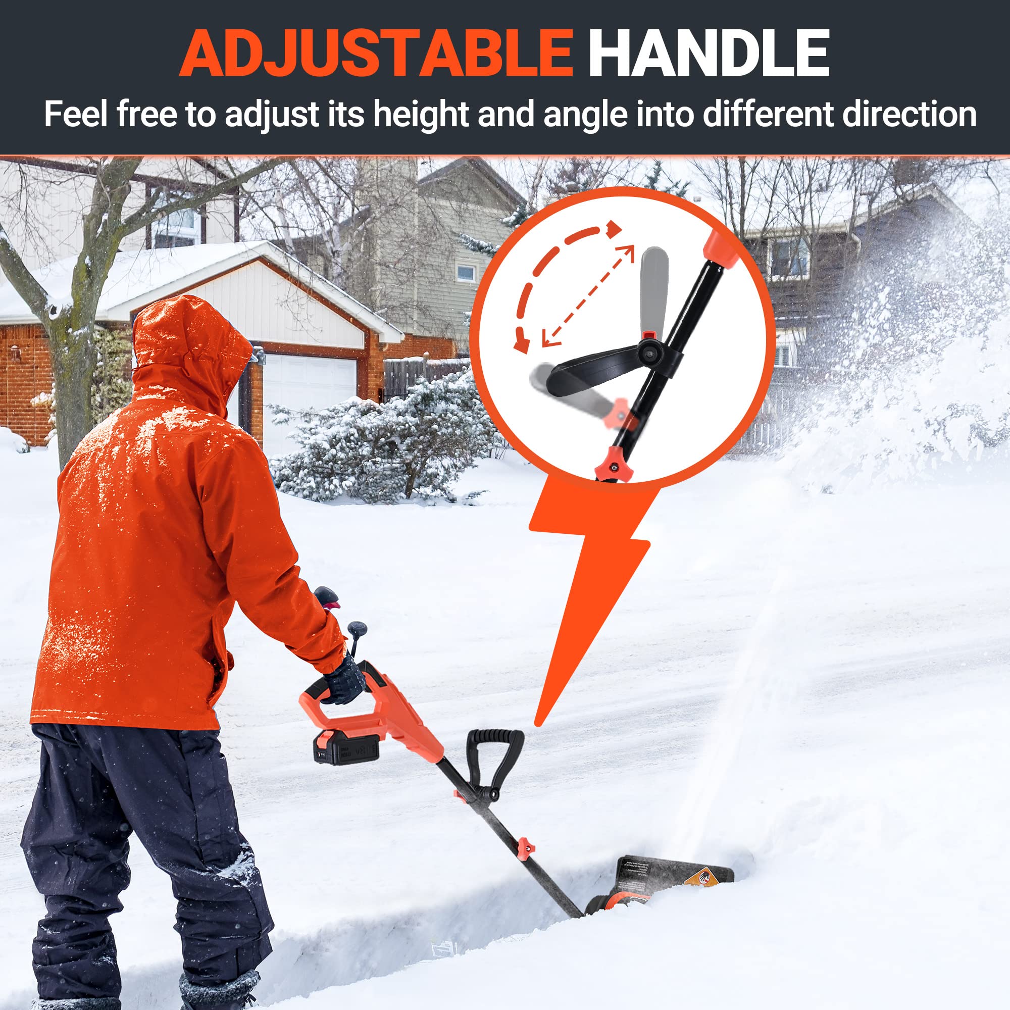 VOLTASK Cordless Snow Shovel, 20V | 11.8-Inch | 4-Ah Cordless Snow Blower, Battery Snow Blower with Directional Plate & Adjustable Front Handle (4-Ah Battery & Quick Charger Included)
