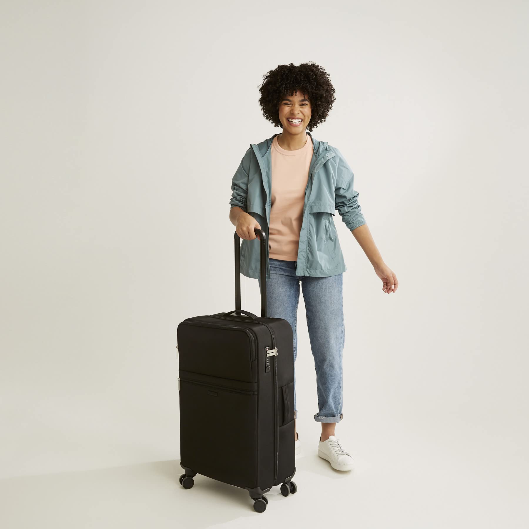 Vera Bradley Women's Softside Rolling Suitcase Luggage, True Black, 27" Check In