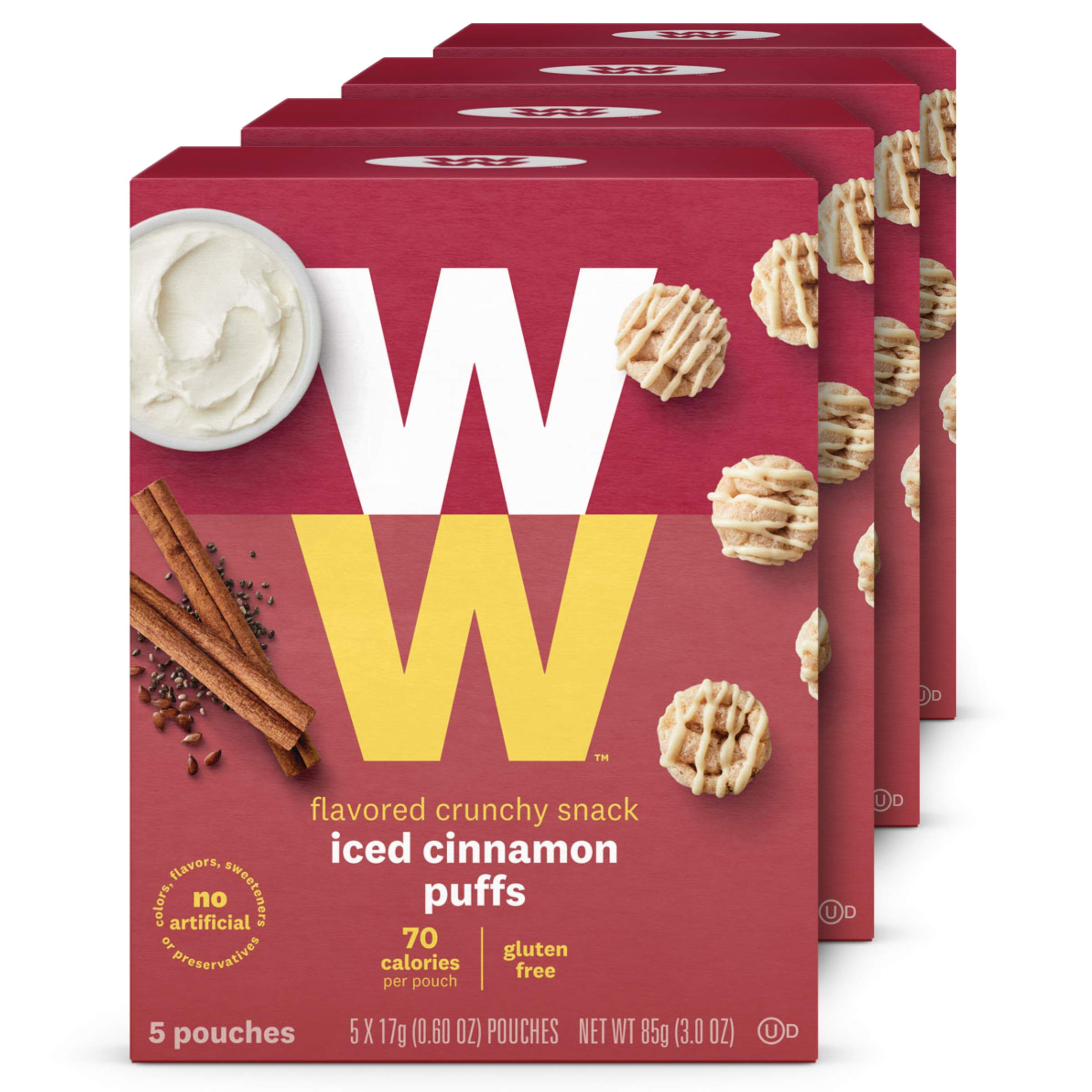 WW Iced Cinnamon Puffs - Gluten-free, 2 SmartPoints - 4 Boxes (20 Count Total) - Weight Watchers Reimagined