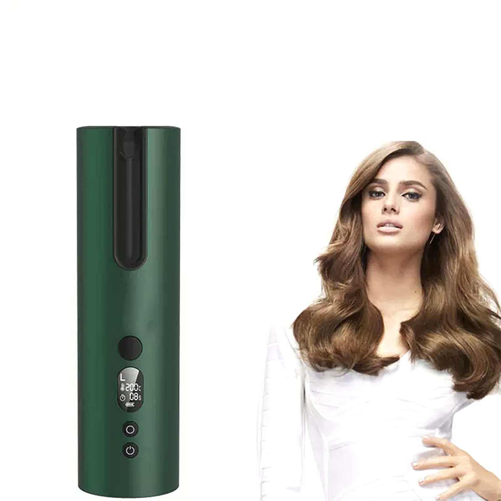 USB Rechargeable Curling Iron, Cordless Auto Curler with LCD Display, Auto Rotating Curling Wand, 5 Adjustable Temperature Setting, Professional Hair wavers for Long & Short Hair