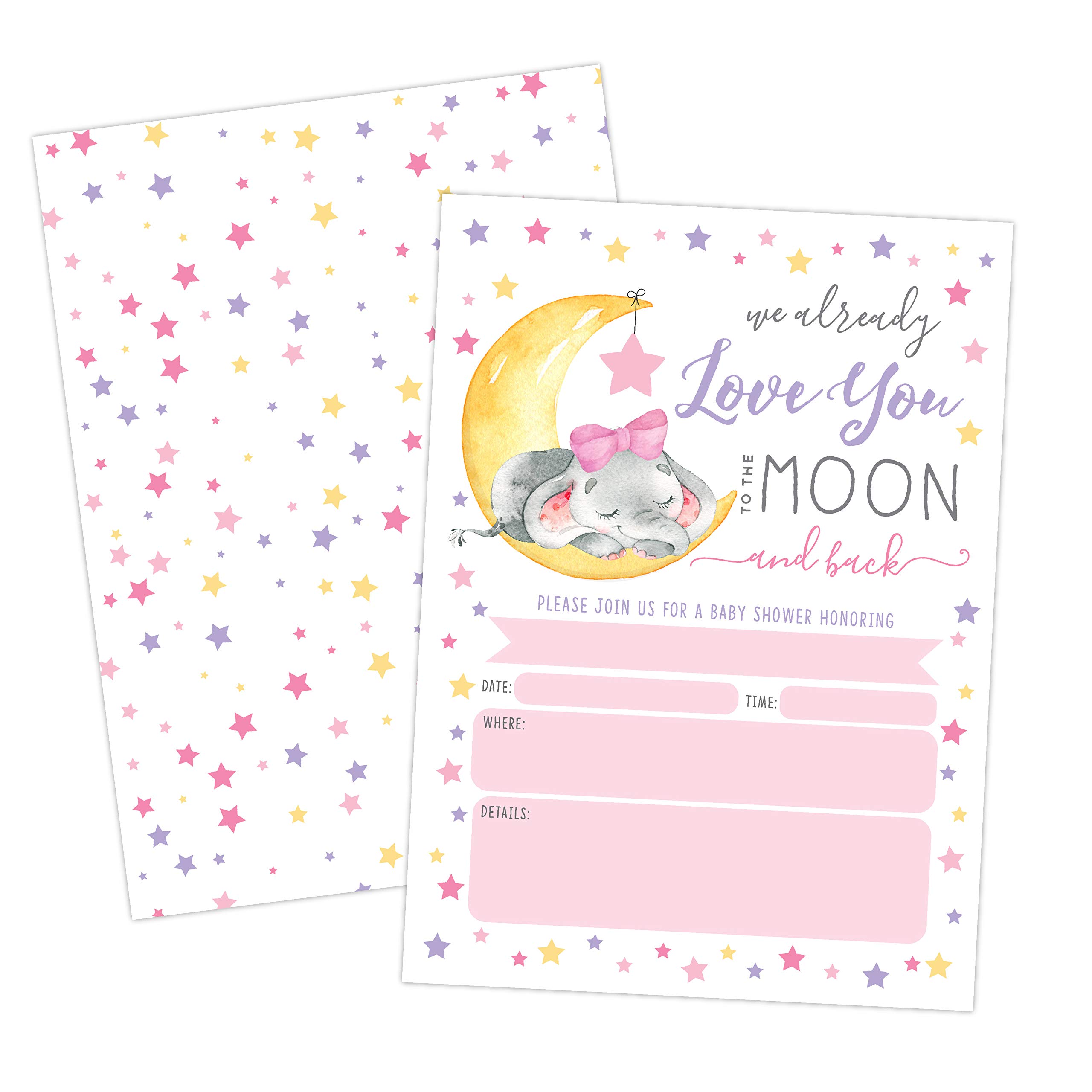 Your Main Event Prints Greeting Card, Baby Shower Invitation, Elephant, 20 Invitations and Envelopes