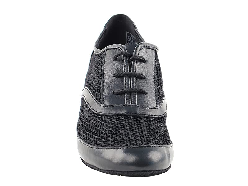 Very Fine Dancesport Shoes - Comfortable Ladies Latin, Salsa Ballroom Practice Dance Shoes - CD1108 Black Leather 2-inch Heel & Shoe Bag (Size 10)