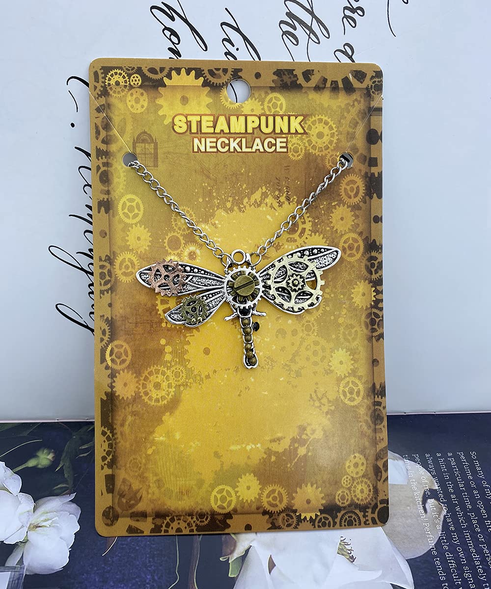 Zed ShadoWw Steampunk Dragonfly Pendant Sweater Necklace with 25”Chain