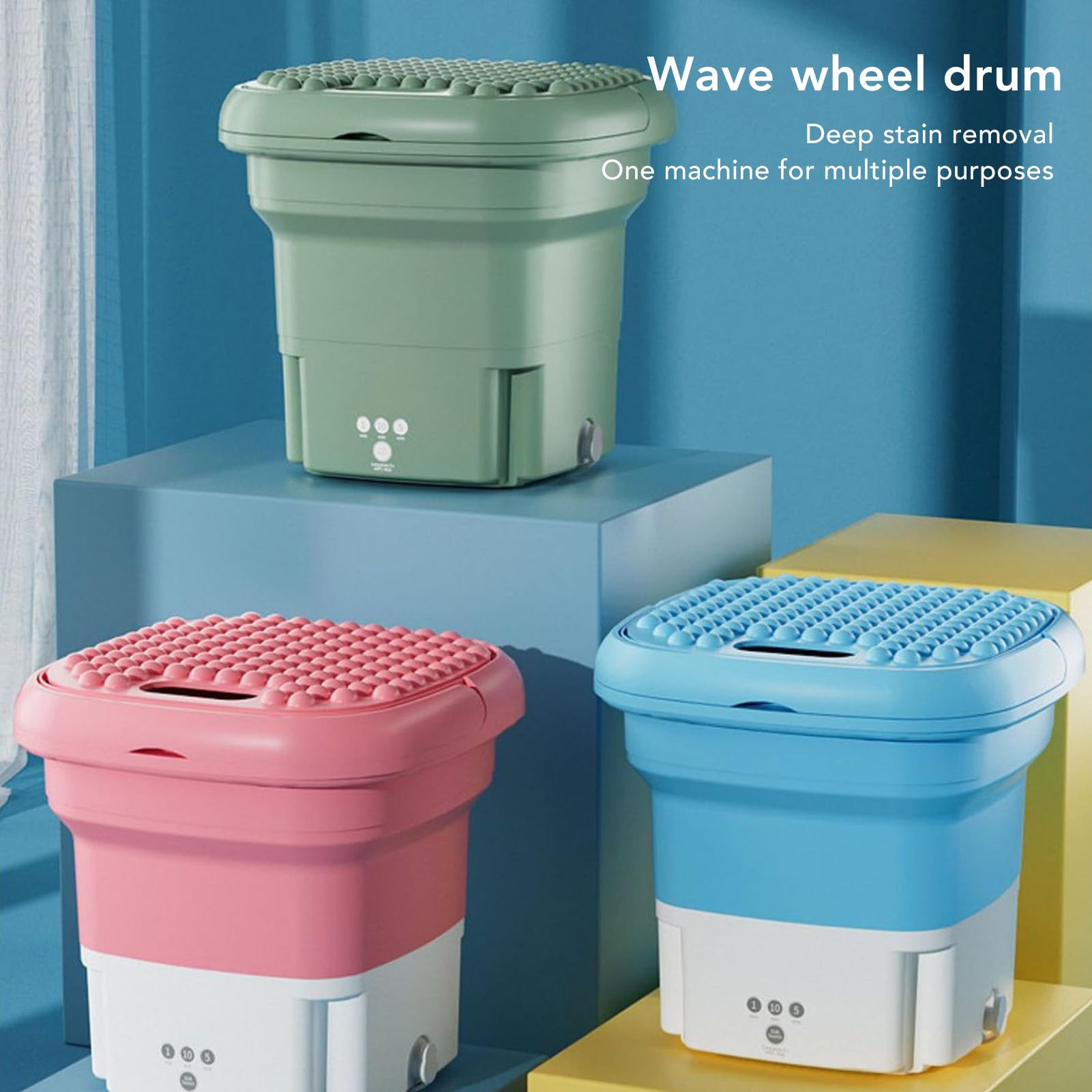 Tgoon Foldable Washing Machine, Deep Stain Removal High Speed Motor Foldable Mini Washing Machine Deep for Tourism for Apartments (US Plug)