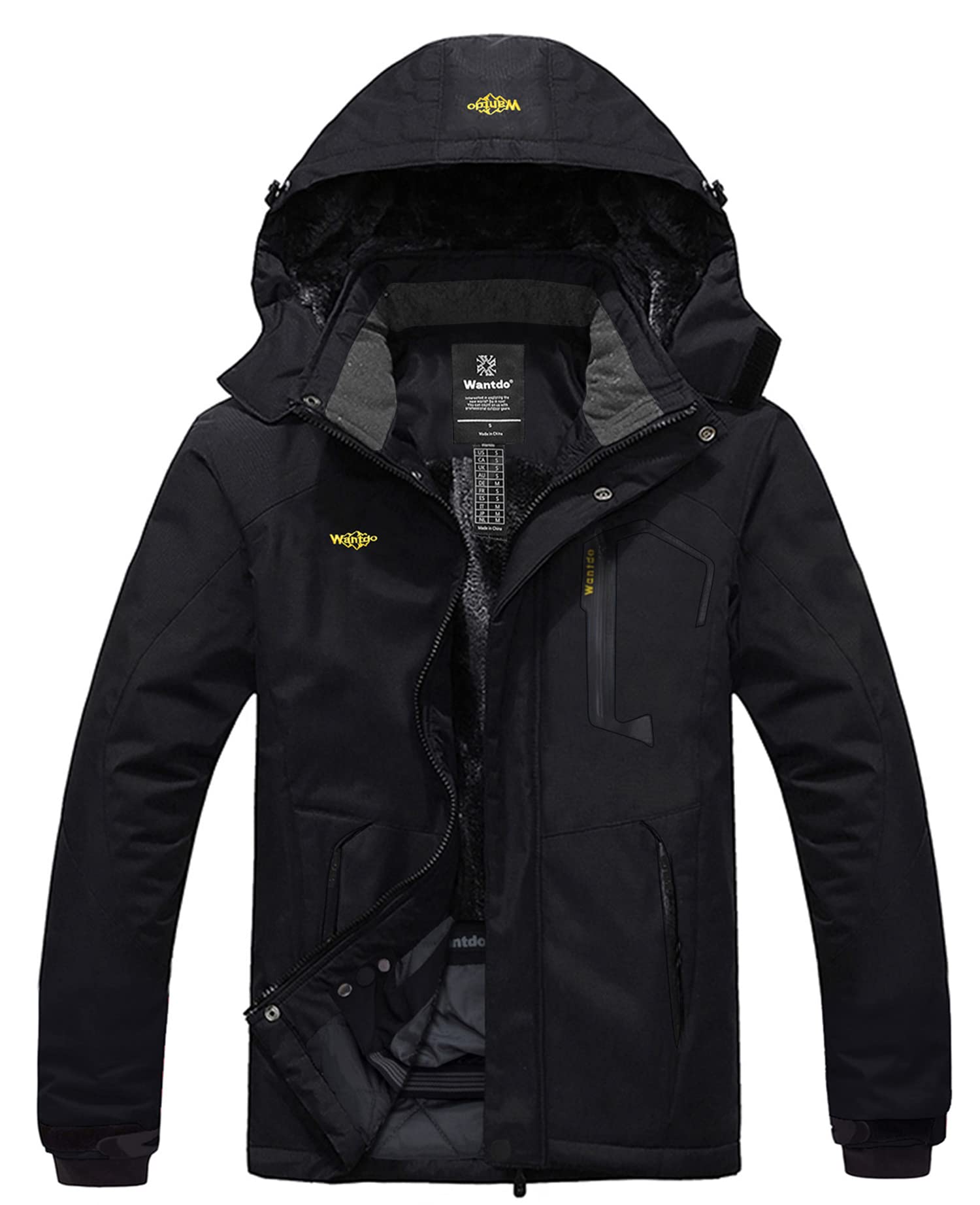 wantdo Men's Waterproof Ski Jacket Windproof Parka Warm Snowboard Jacket Navy L