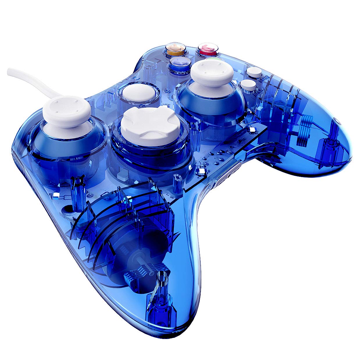 Wired 360 Controller Dual Vibrator Wired Gamepad Gaming Joypad, Blue - PAWHITS