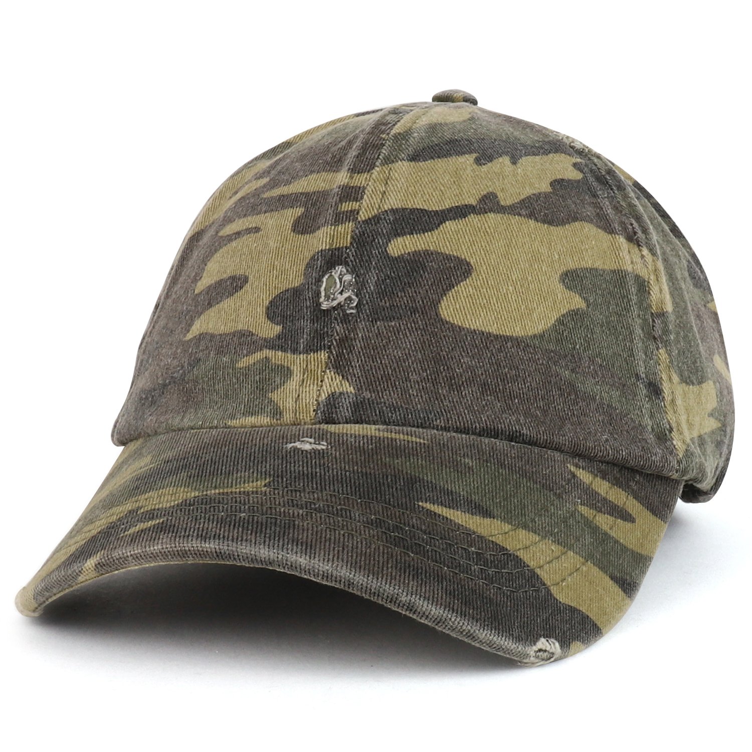 Trendy Apparel Shop Ladies Military Cotton Ponytails Camo Frayed Baseball Cap - CAMO