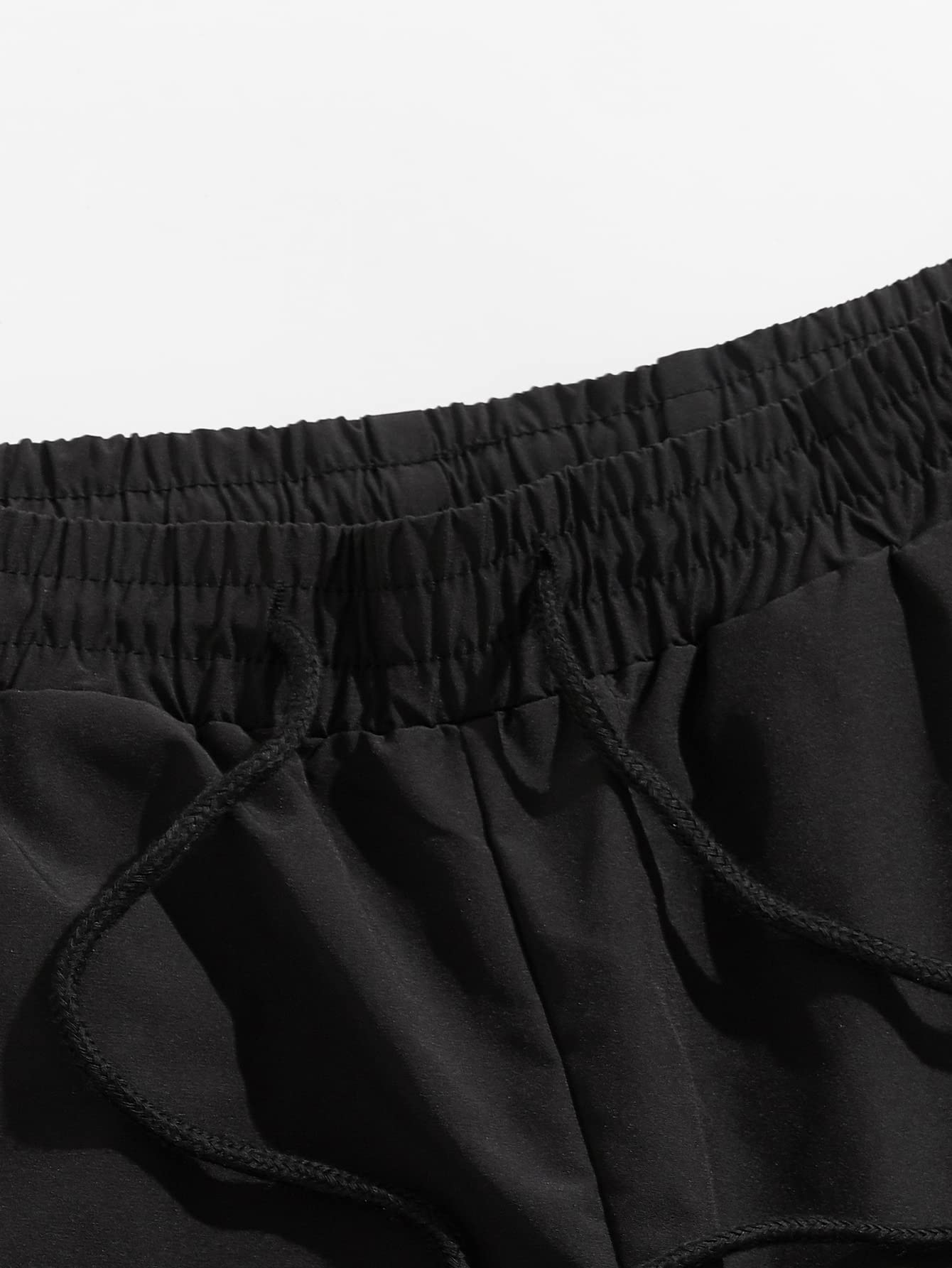 Verdusa Men's Casual Pocket Front Drawstring Waist Cargo Shorts Black S