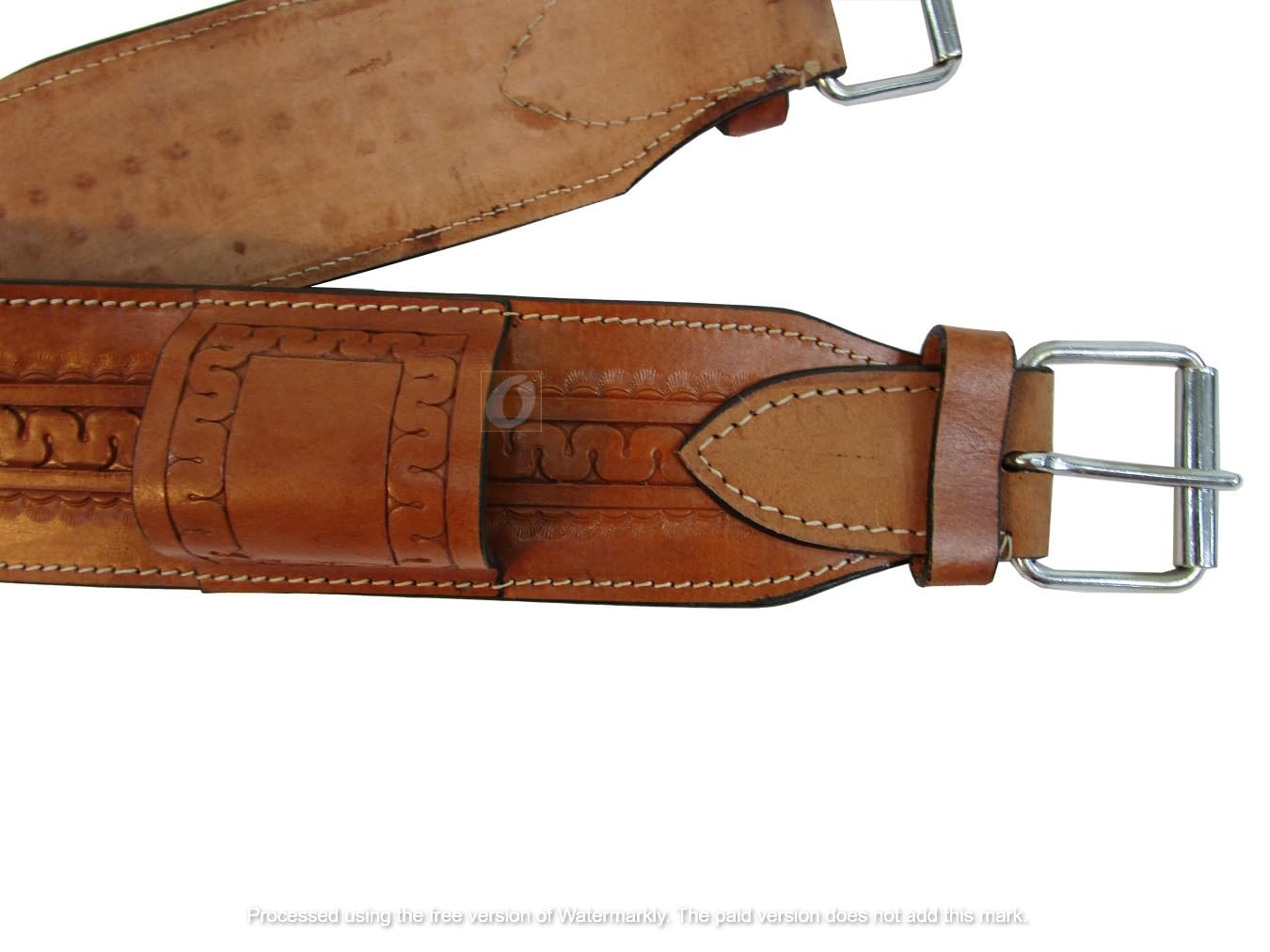 Western Back Cinch Snake Tooled Leather Cowgirl Rear CINCHES Horse Flank Girth