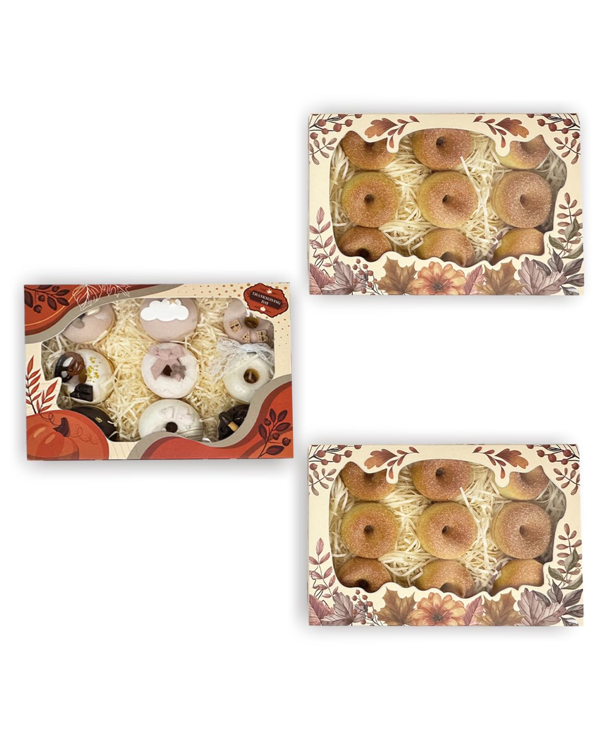 Thanksgiving Bakery Boxes with Window 9x6x2.5 inches Pastry Boxes Mini Cookie Boxes for Festival Bakerys Thick & Sturdy (24 Packs)