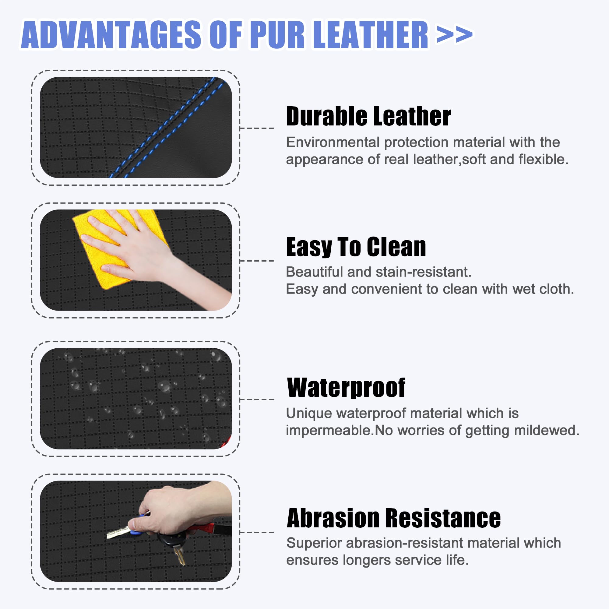 X AUTOHAUX 12.60"x7.68" Universal Car Center Console Lid Armrest Cushion Seat Box Cover Pad PU Leather Black Blue