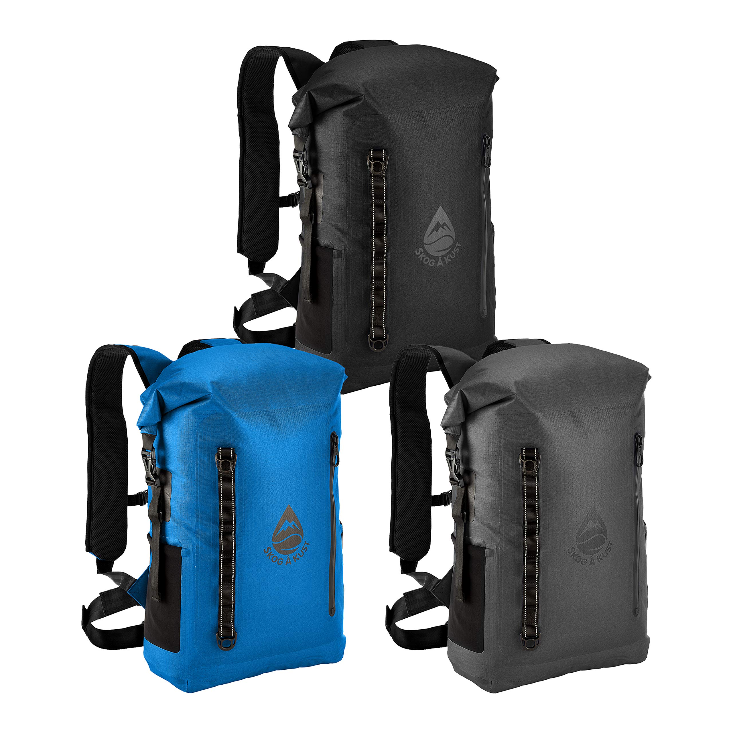 Skog Å Kust BackSåk Pro Waterproof Floating Backpack with Exterior Airtight Zippered Pocket | Grey, 35L