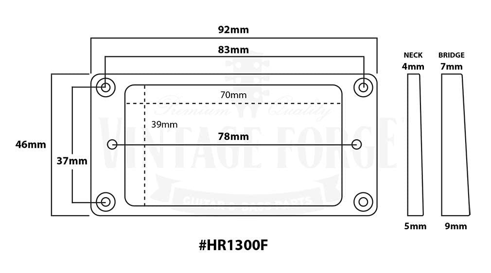 Vintage Forge Cream Flat Bottom Humbucker Pickup Mounting Ring Set (Bridge & Neck) compatible with Epiphone Guitars HR1300F-CRM
