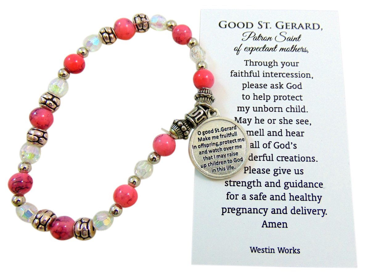 Westman Works St Gerard Stretch Bangle Bracelet with Holy Card Expectant Mothers Set
