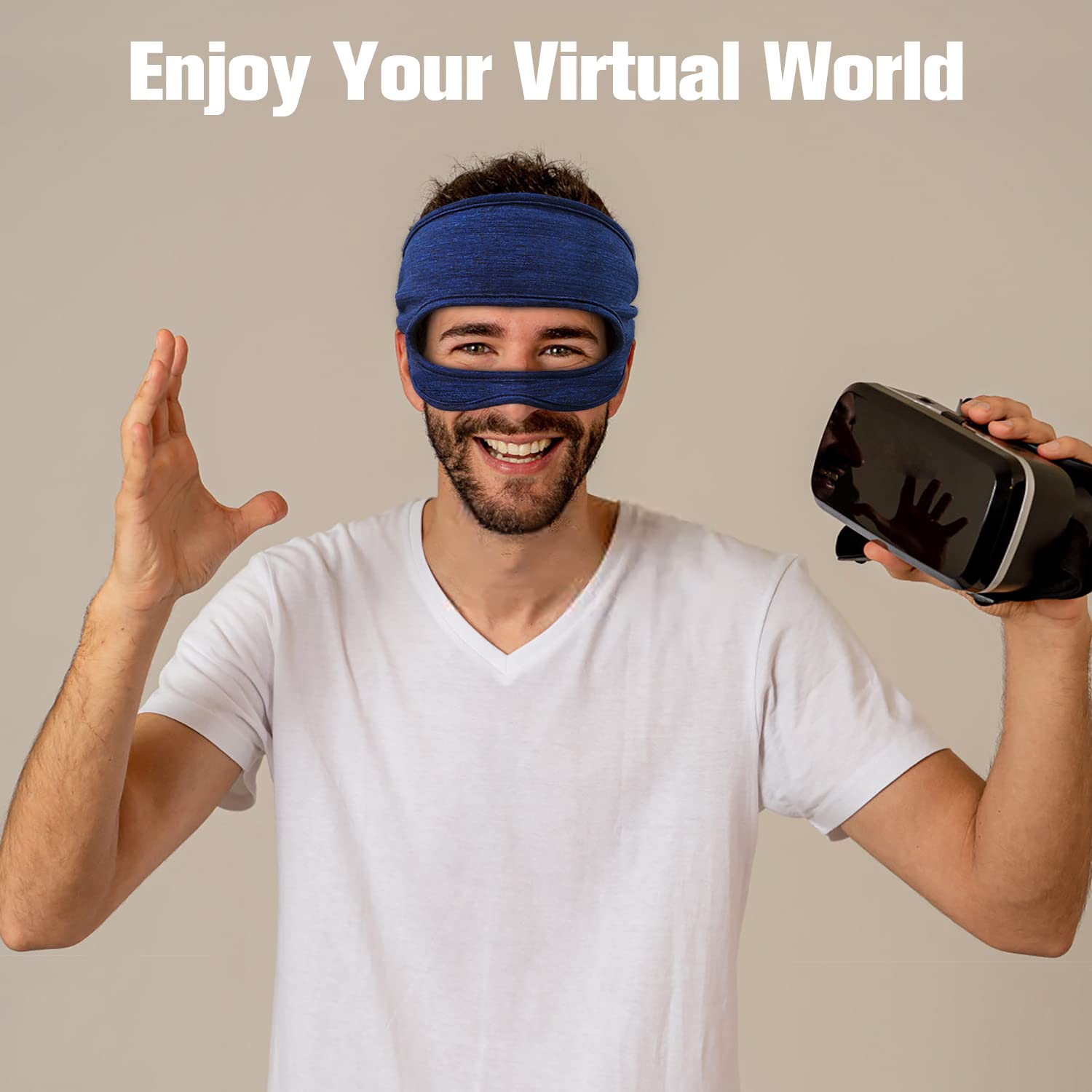 VR Eye Mask Sweat Band for Virtual Reality Headsets, Adjustable Sizes and Breathable Fabric Face Cover Workouts for Oculus Quest 2 Go HTC Vive PS VR