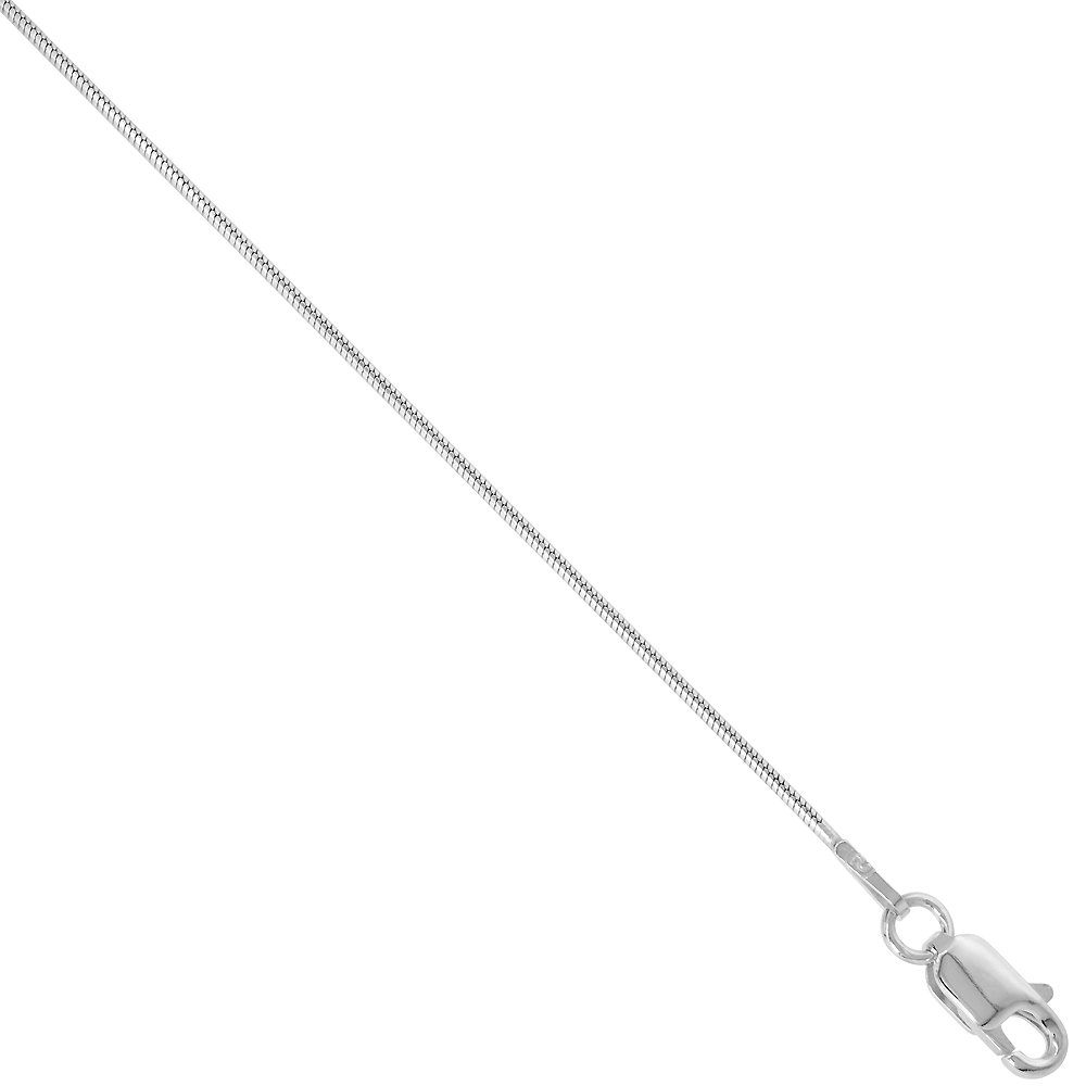 Very Thin Sterling Silver 0.9mm Snake Chain Necklace for Women Nickel Free Italy 16 inch