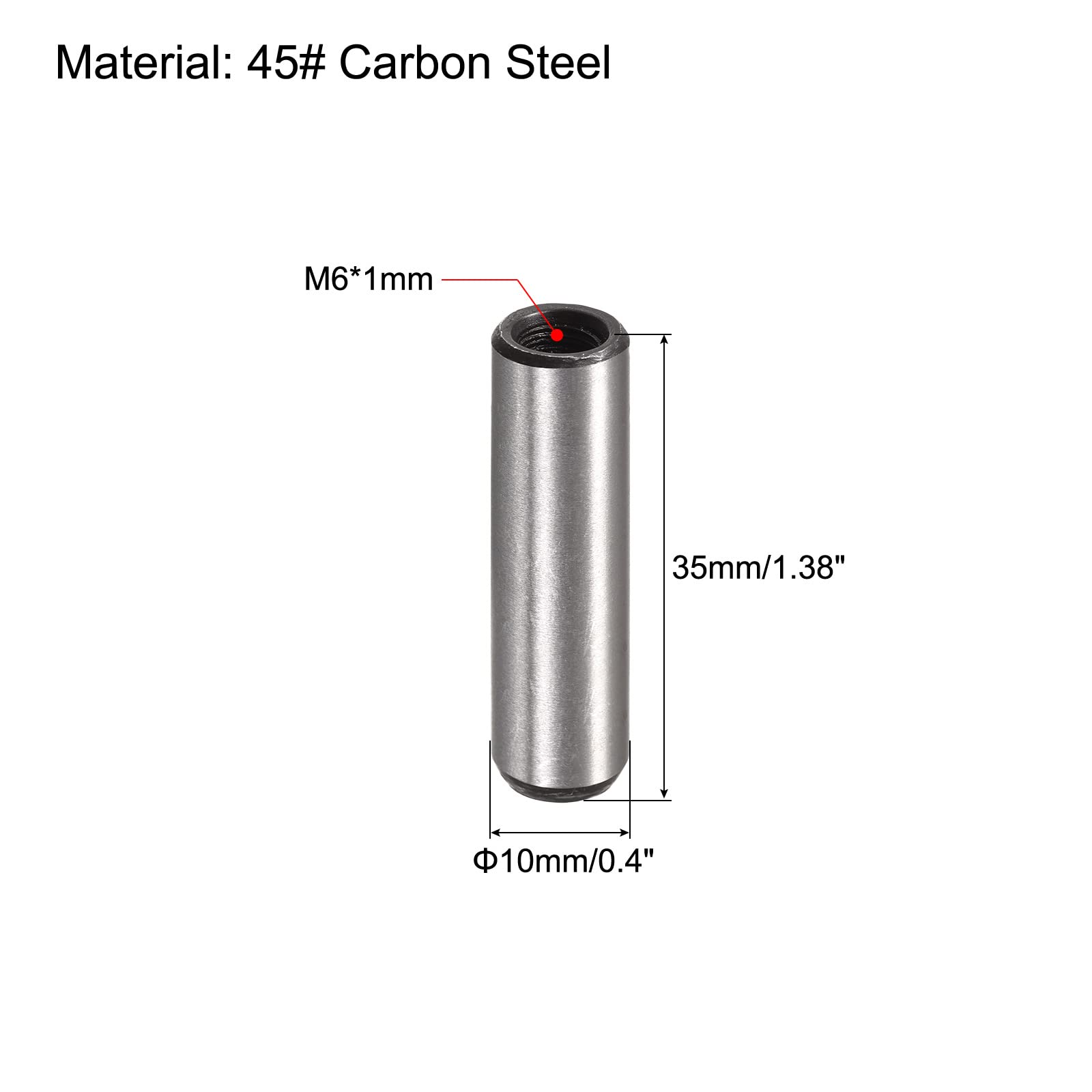 uxcell M6 Internal Thread Dowel Pin 5pcs 10x35mm Chamfering Flat Carbon Steel Cylindrical Pin Bed Bookshelf Metal Devices Industrial Pins