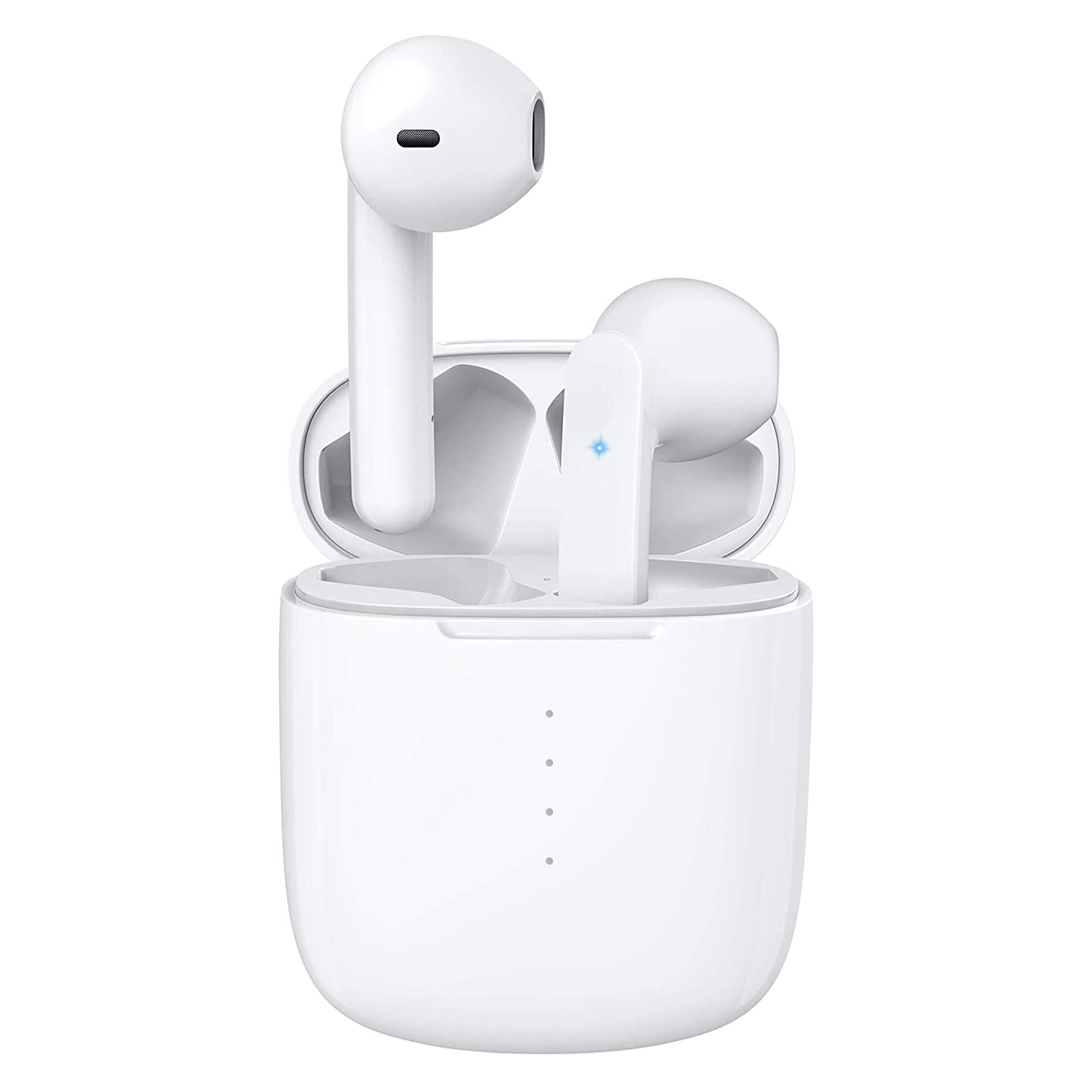 Wireless Earbuds Bluetooth 5.0 Headphones with Charging Case, IPX8 Waterproof, 3D Stereo Air Buds in-Ear Ear Buds Built-in Mic, Open Lid Auto Pairing for Android/Samsung/Apple iPhone (White)