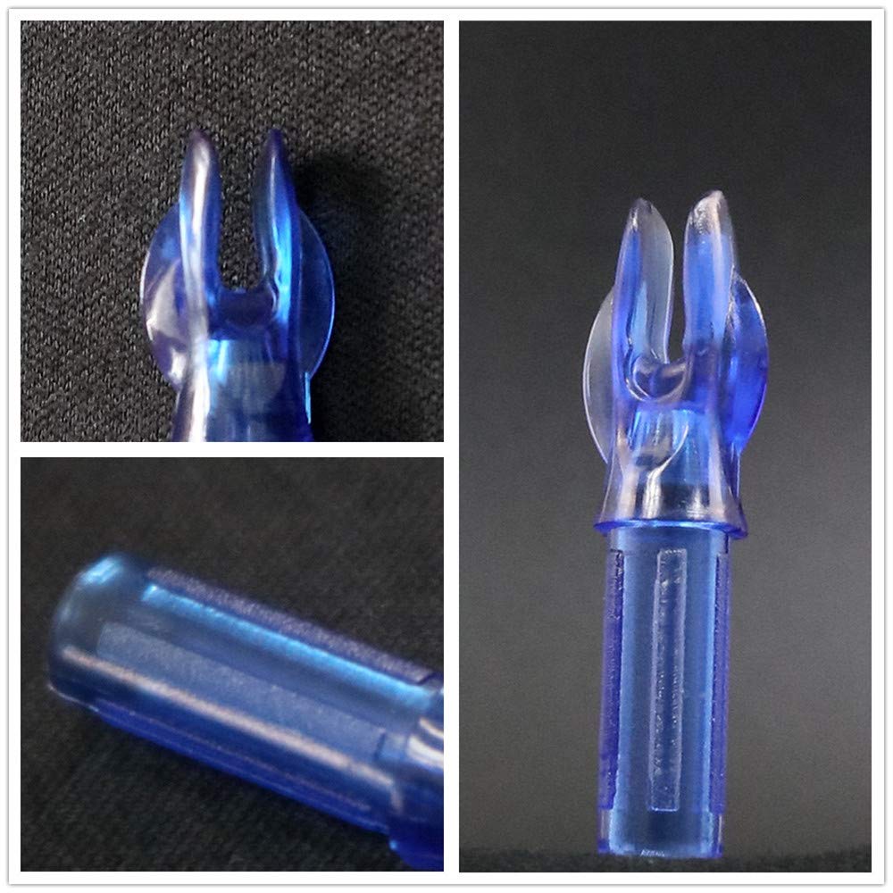 Zhan Yi Arrow Knocks 6.2MM(0.244-0.246β) 60 Pack Accessories Insert Nocks for Archery Standard Size Arrows(Clear Blue)