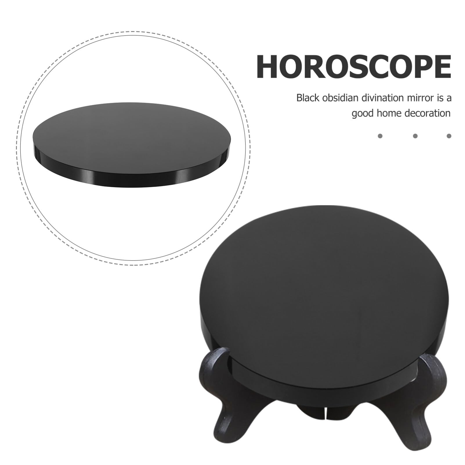 VOSAREA Obsidian Scrying Mirror Natural Black Obsidian Stone Circle Disc Round Plate Feng Shui Mirror for Office Home Desk Decor Crafts