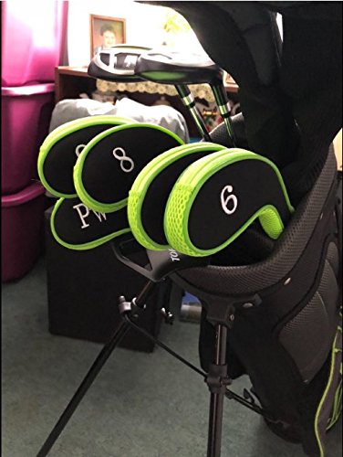 Sword &Shield sports Neoprene Zipper Golf Club Iron Head Covers Iron Covers 10pcs/Set(Green&Black)