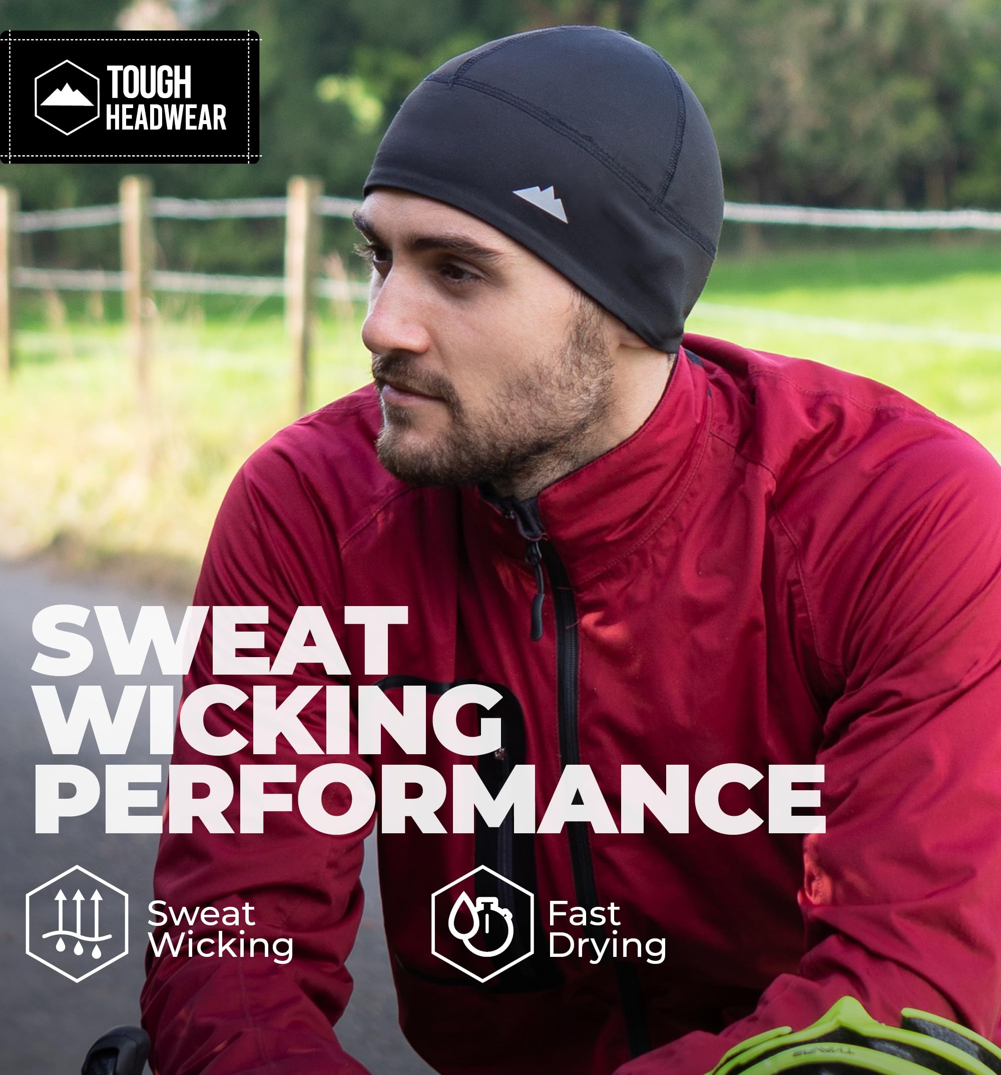 Tough Headwear Winter Skull Caps for Men, Skull Cap Football, Helmet Liner, Running Beanie, Cycling Cap, Motorcycle Skull Cap