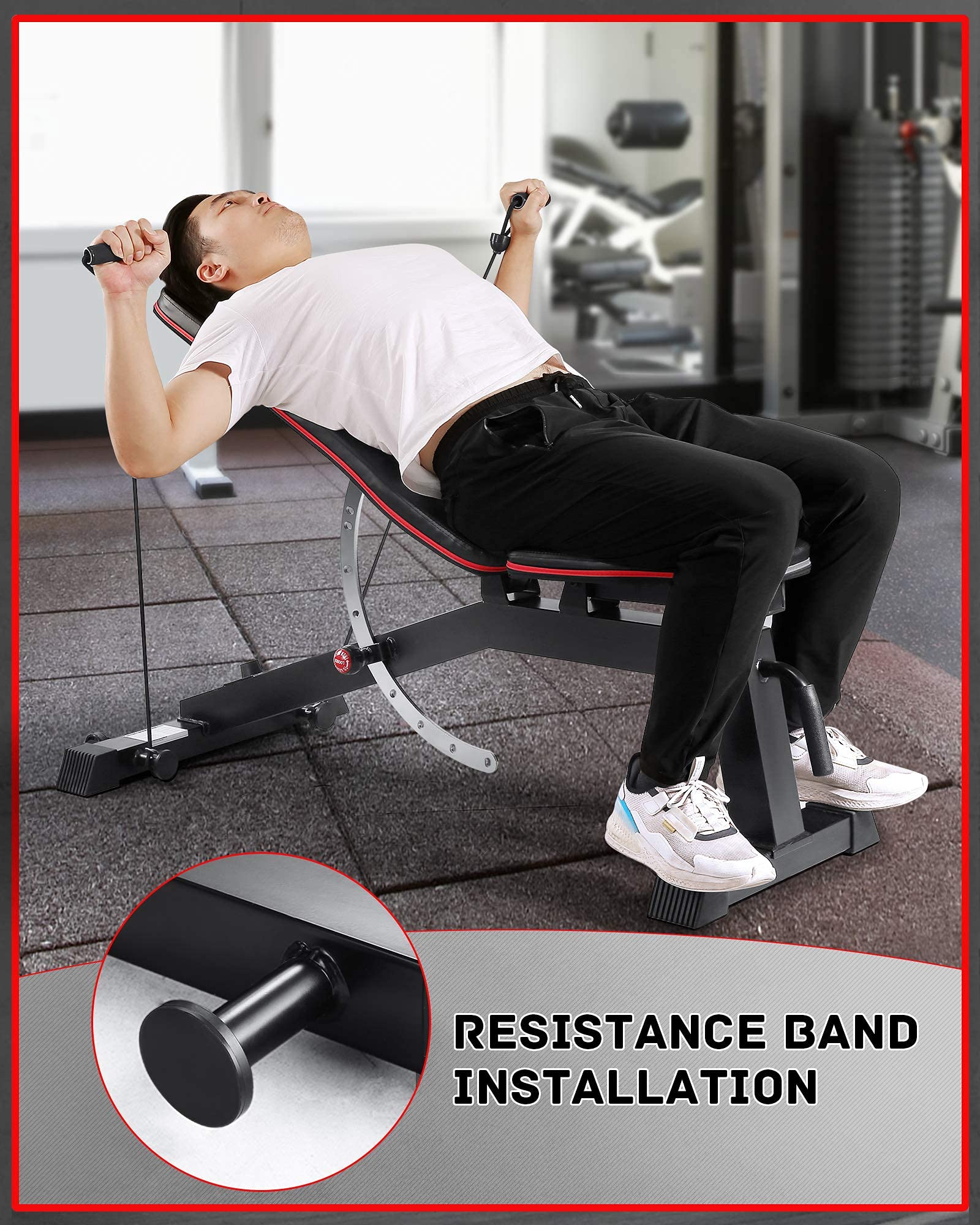 Weight Bench Adjustable Weight Bench With 1000lbs Load Capacity 9+3 Levels Adjustable For Strength Training Resistance Body Exercise For Home Gym Indoor Workout