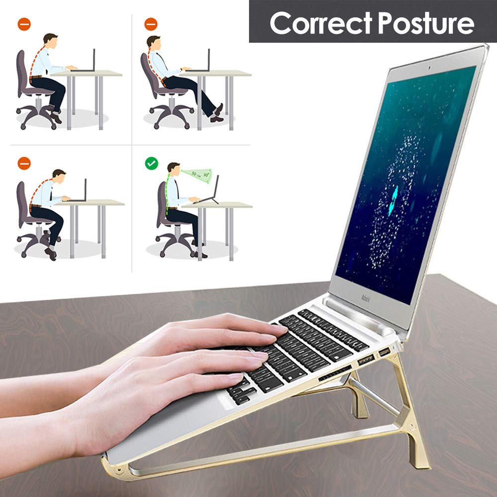 SKYZONAL Aluminum Laptop Stand 2 in 1 Ergonomic Ventilated Tablet Notebook Laptop Riser Portable Computer Stand for Laptop (Silver)