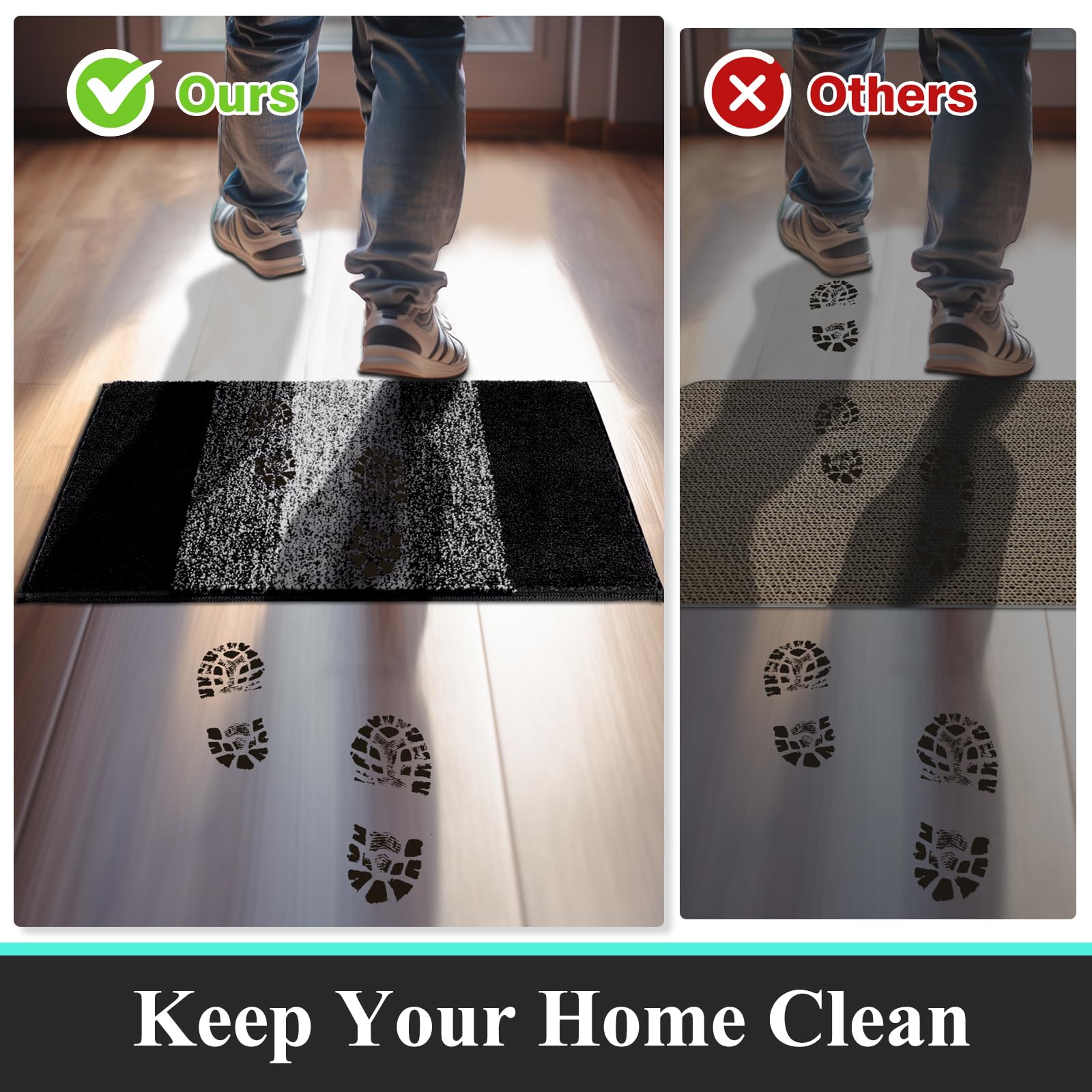 Vaukki Indoor Doormat Entryway Door Rug, Non Slip Absorbent Mud Trapper Mat Inside Floor Mat, Washable Small Door Carpet for Entryway (32''x48'', Red)