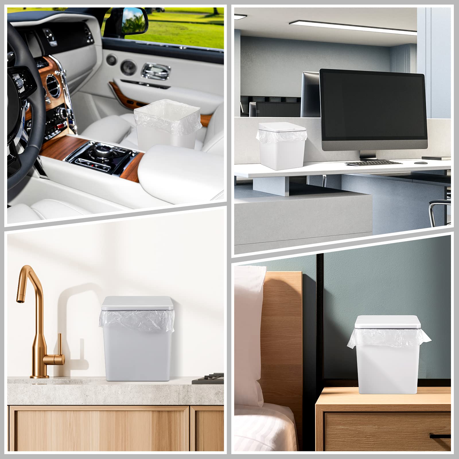 Tanlade 2 Pcs Touchless Mini Countertop Trash Can Automatic Small Garbage Can Motion Sensor Desktop Garbage Bin Smart Small Wastebasket with Lid for Desk Coffee Table Car Kitchen Bathroom Office