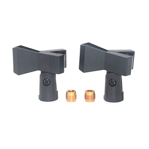 Weymic Stands Black Universal Handhold Butterfly Microphone Clip Holder 2-pack with 5/8" Male to 3/8" Female Nut Adapters for Handhold Microphone