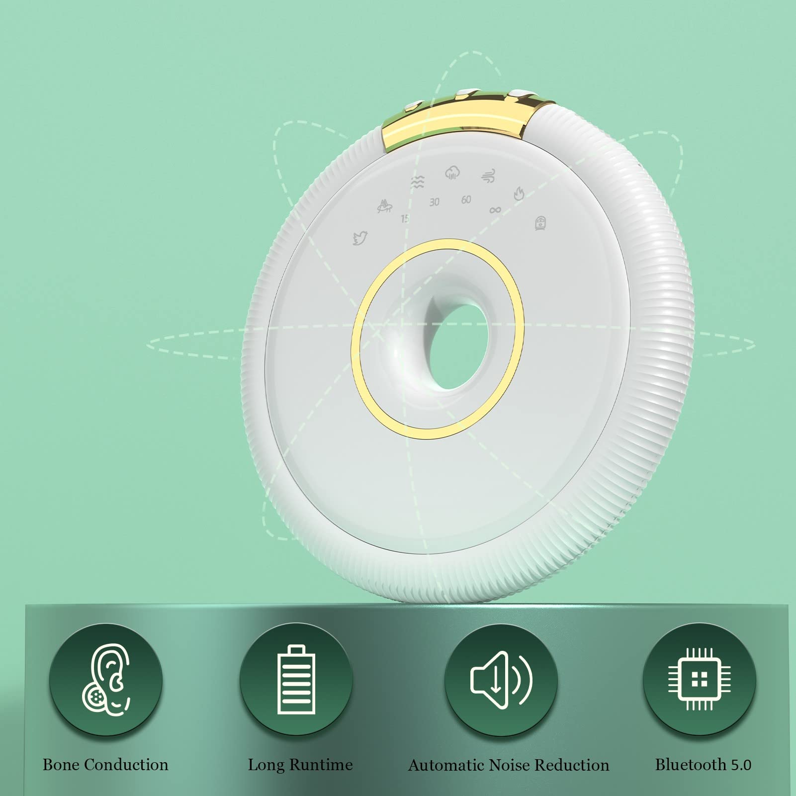 WOFDALY White Noise Machine,Bluetooth Pillow Speaker,Bone Conduction Sound Machine for Sleeping,Portable Sound Machine for Adults and Baby,Rechargeable,Timer,7 Non-looping Sounds for Travel and Gift