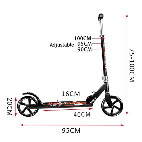 ZAIHW Scooter for Adults/Teens, Big Wheels Scooter Easy Folding Kick Scooter Durable Push Scooter Support 220lbs Suitable for Age 8 Up Kids (Color : Black)