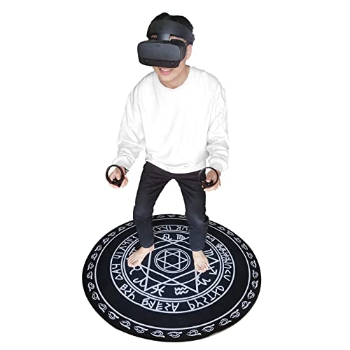 VR Mat 47" Six Pointed Star Large VR Floor Rug Edge Sensing Soft Non Slip Skin Friendly VR Walking Platform (Black Magic Array)