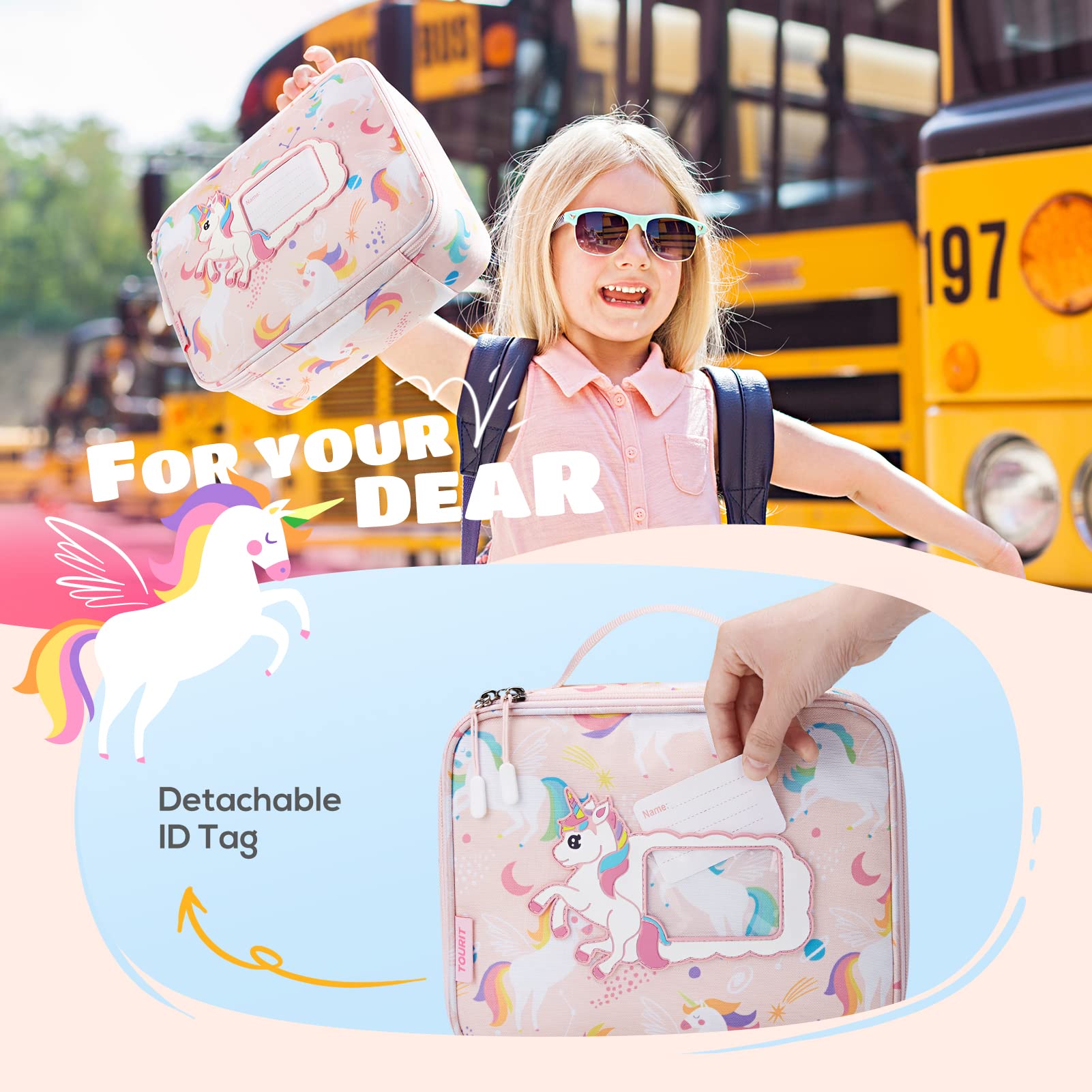 TOURIT Lunch Bag for kids Bundle with 2 Ice Packs