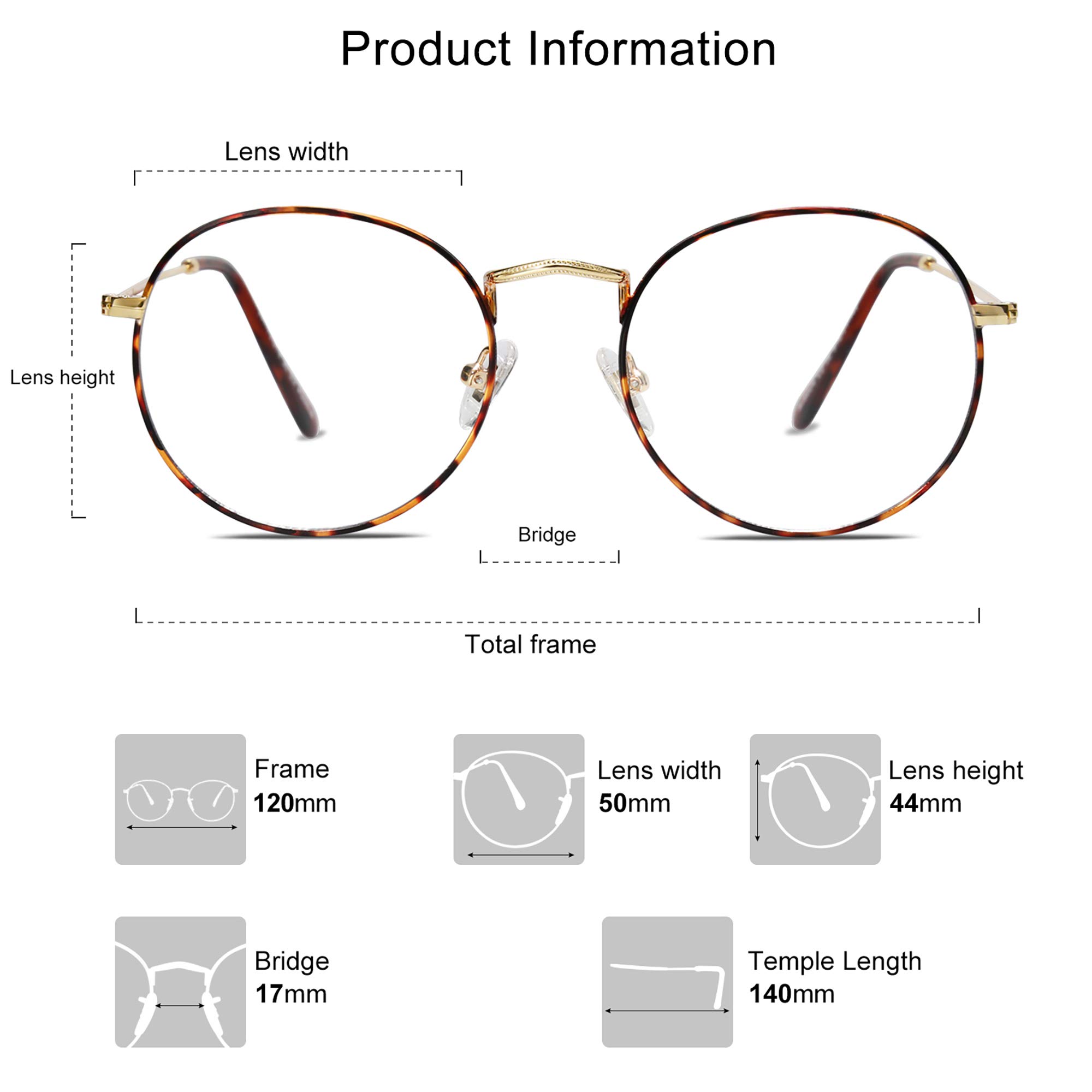 SOJOS Blue Light Blocking Computer Glasses Round Eyewear Anti Blue Light Lens Preppy Chic SJ5024 with Demi Frame/Anti-Blue Light Lens
