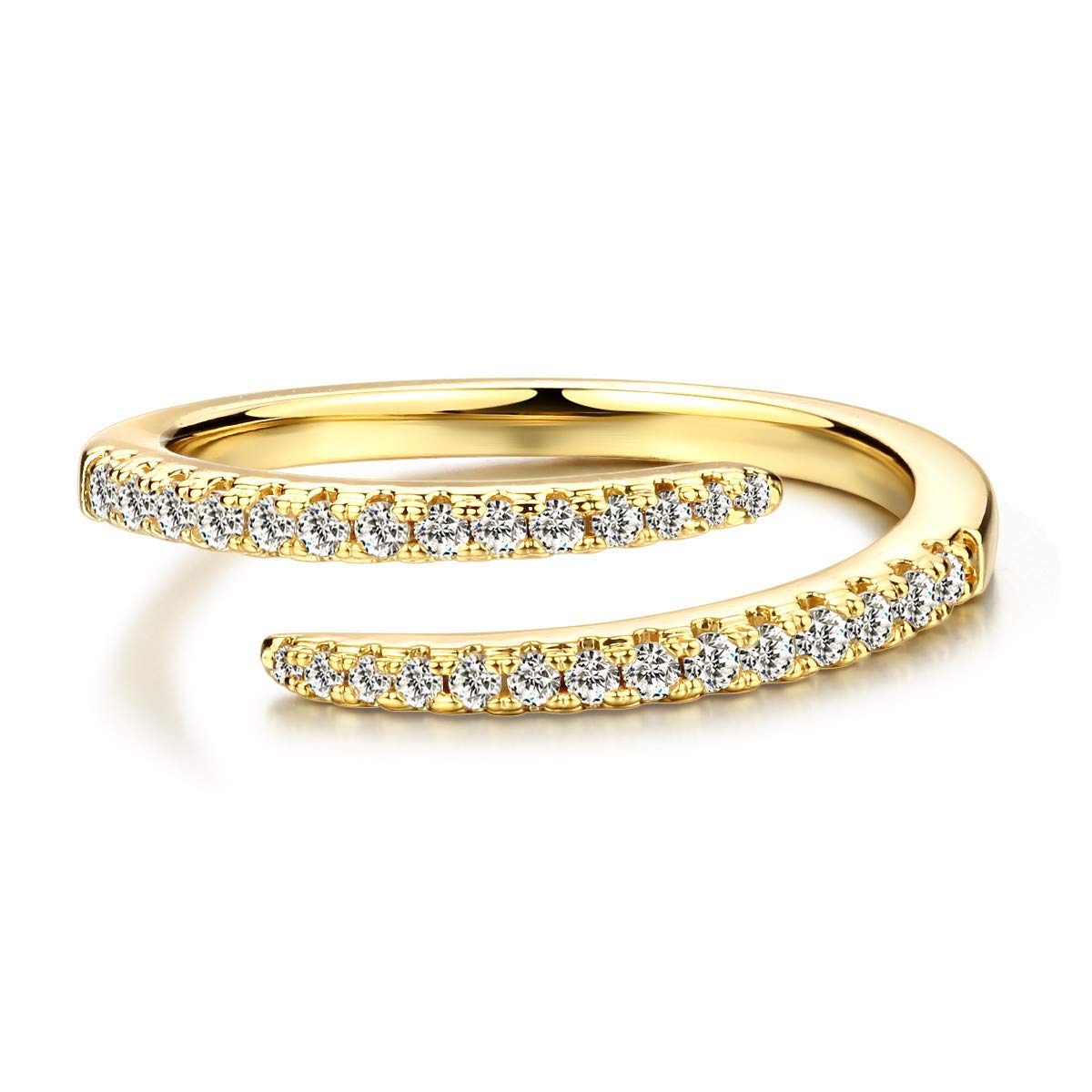 YOGEME Unique Micro Pave Setting Cubic Zirconia Open Twist Eternity Band Pinky Ring for Women R0198 (Yellow,6)