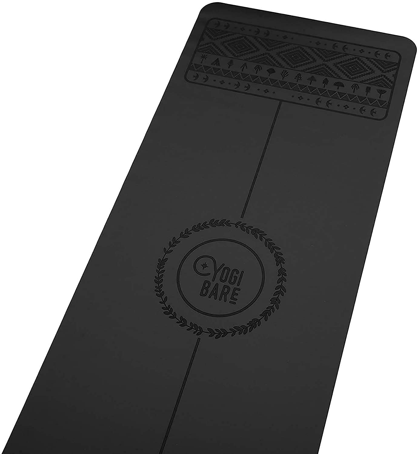 Yogi Bare Paws Light TRAVEL Yoga Mat 1/10" (2mm) - Extreme Non Slip Grip Mat - ECO Friendly Natural Rubber Surface with Body Alignment - Yoga Exercise Equipment & Meditation Accessories - Black