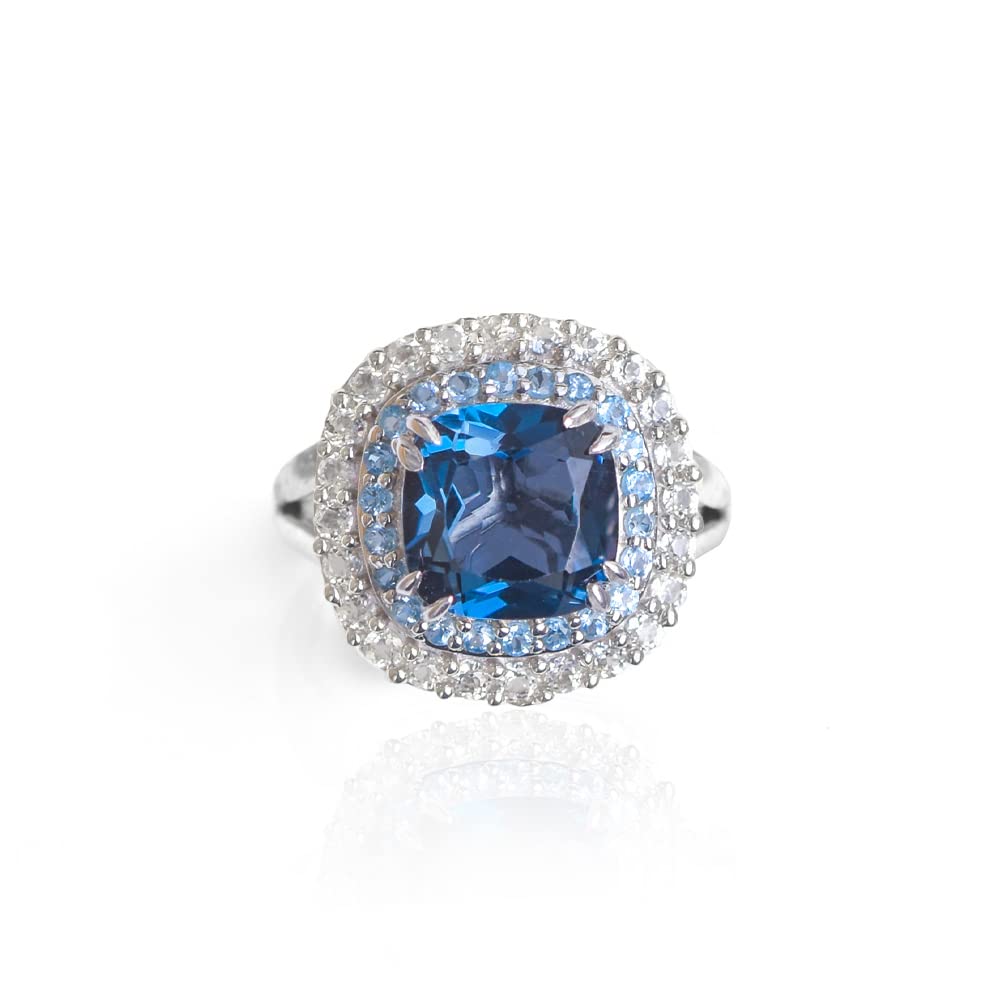 YoTreasure 5.27 ct. t.w. London Blue Topaz Solid 925 Sterling Silver Ring