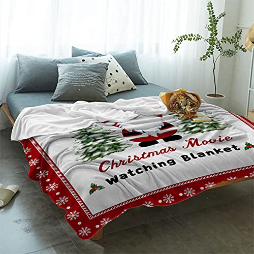 Throw Blanket,This is My Christmas Movie Watching Blanket Gnome Trees Bird Snowflake Super Soft Microfiber Warm Blanket for Couch Lightweight Blanket for Bed Chairs,50x80 Inch