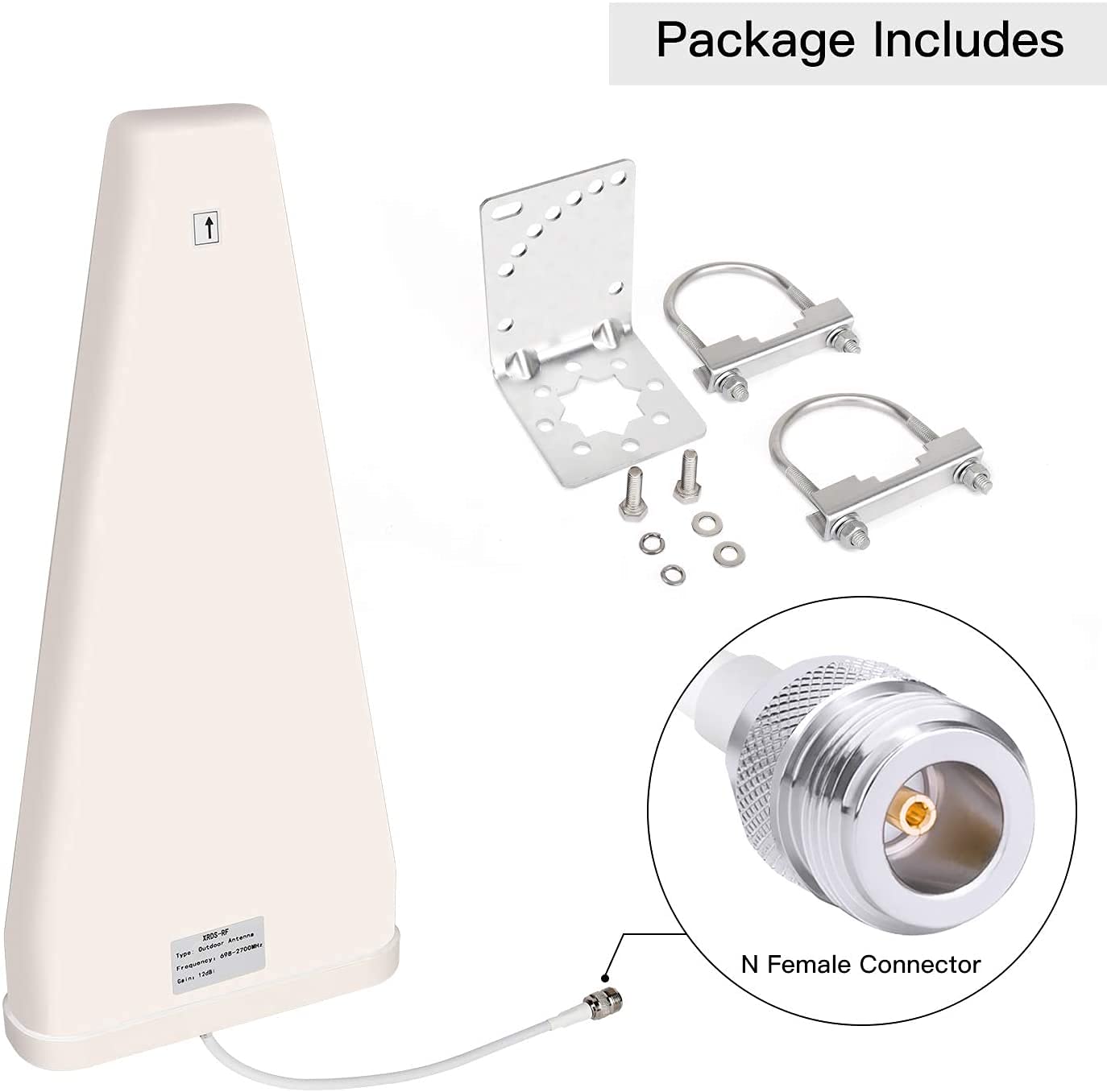 XRDS-RF 12 dBi Wideband Directional Antenna 4G/5G/LTE/Wi-Fi Universal Fixed Mount Outdoor High Gain Lte Antenna (698-5800 MHz)