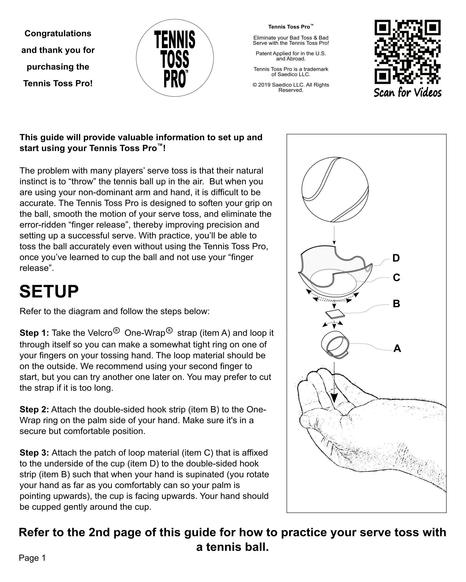 Tennis Toss Pro - Fix Your Tennis Serve Toss Forever! Best Toss = Best Serve = Best Match! [1-Pack] - Age 12 & Up
